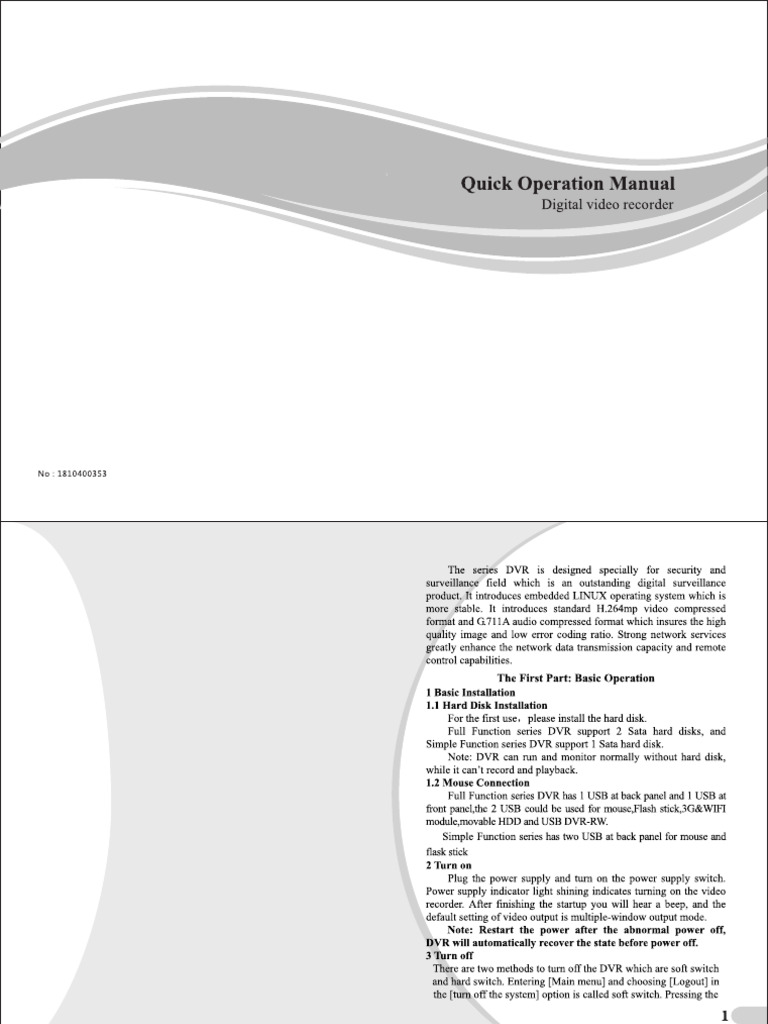 Quick Operation Manual | PDF