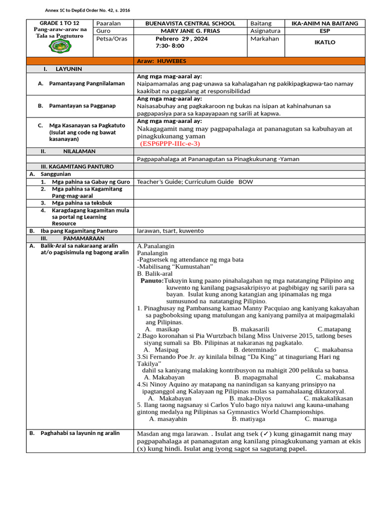 DLL-ESP-Q3- FEB 29 | PDF