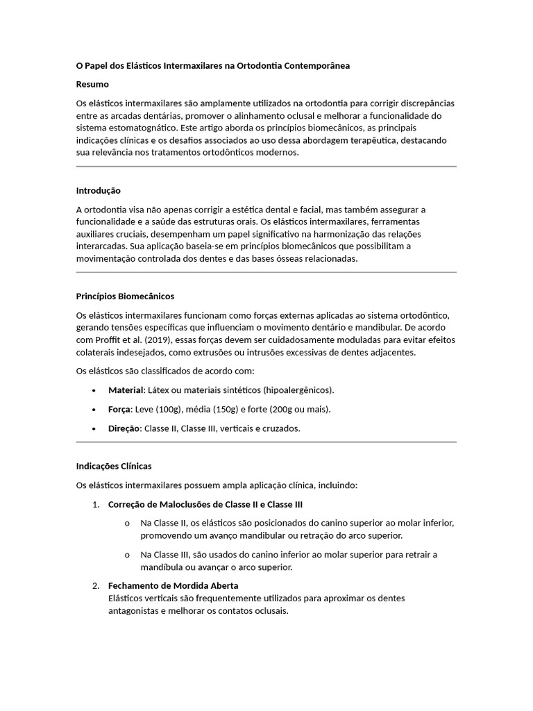 O Papel dos Elásticos Intermaxilares na Ortodontia Contemporânea | PDF ...