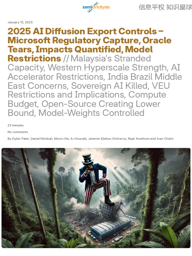 Semianalysis最新：AI管制的量化影响 | PDF | Computer Engineering | Computer Architecture