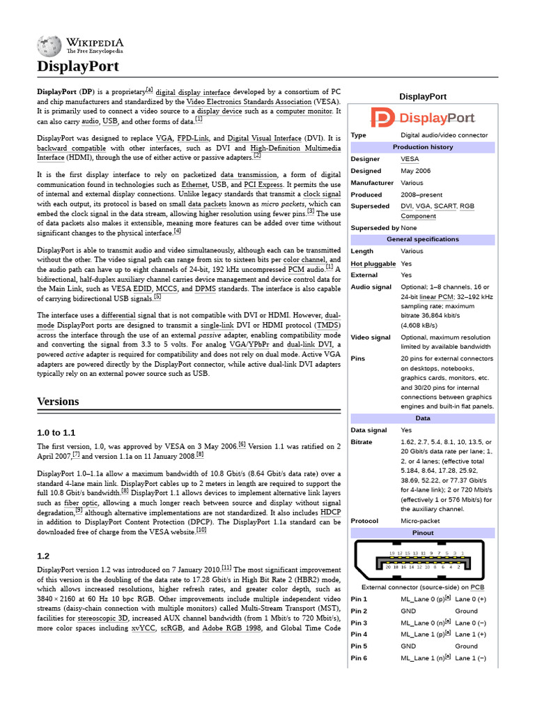 DisplayPort | PDF | Hdmi | Electrical Engineering