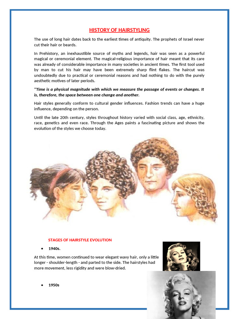 HISTORY OF HAIRSTYLES | PDF | Hairstyle | Hair