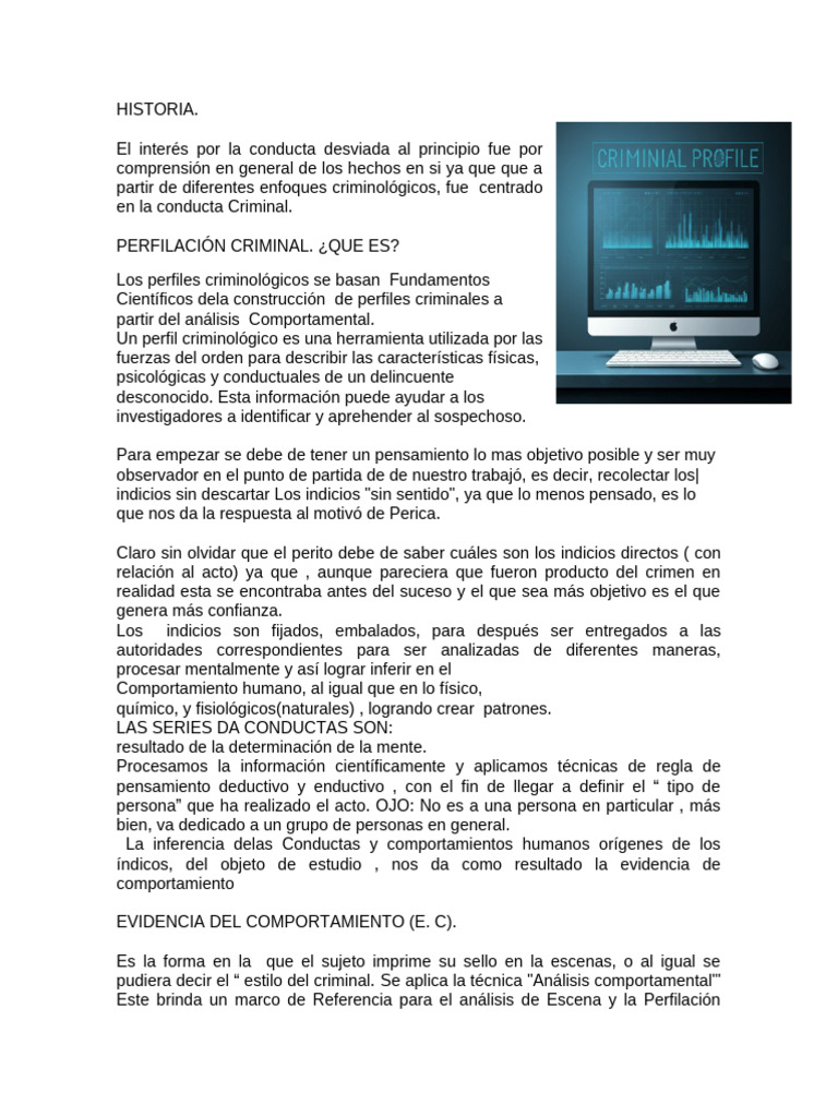 Ensayos Criminolicos | PDF | Perfil del delincuente | Comportamiento