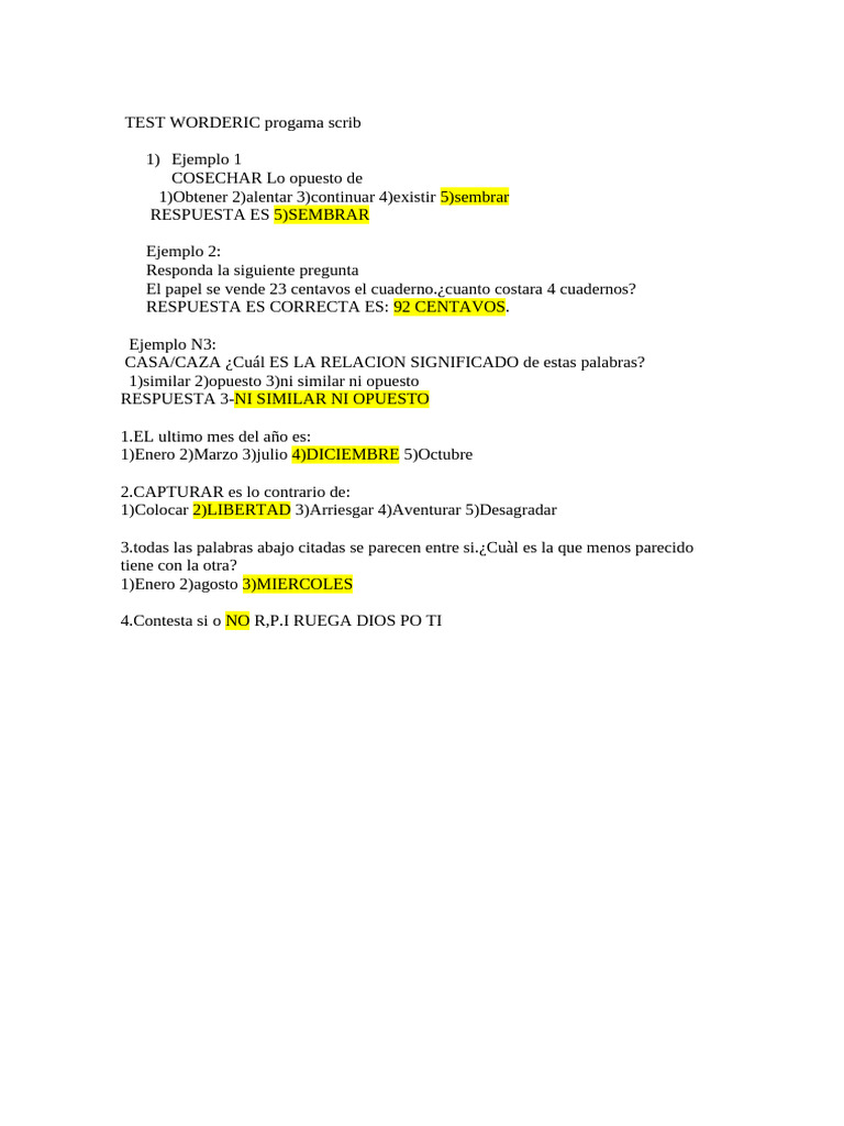 Test Wonderlic A | PDF