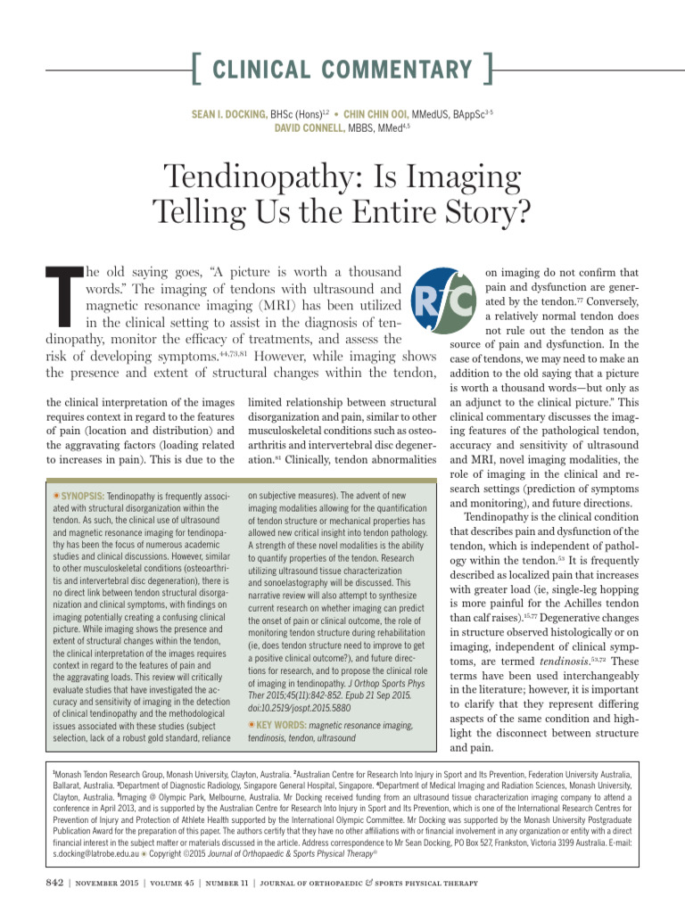 connell-et-al-2015-tendinopathy-is-imaging-telling-us-the-entire-story | PDF | Medical Imaging ...