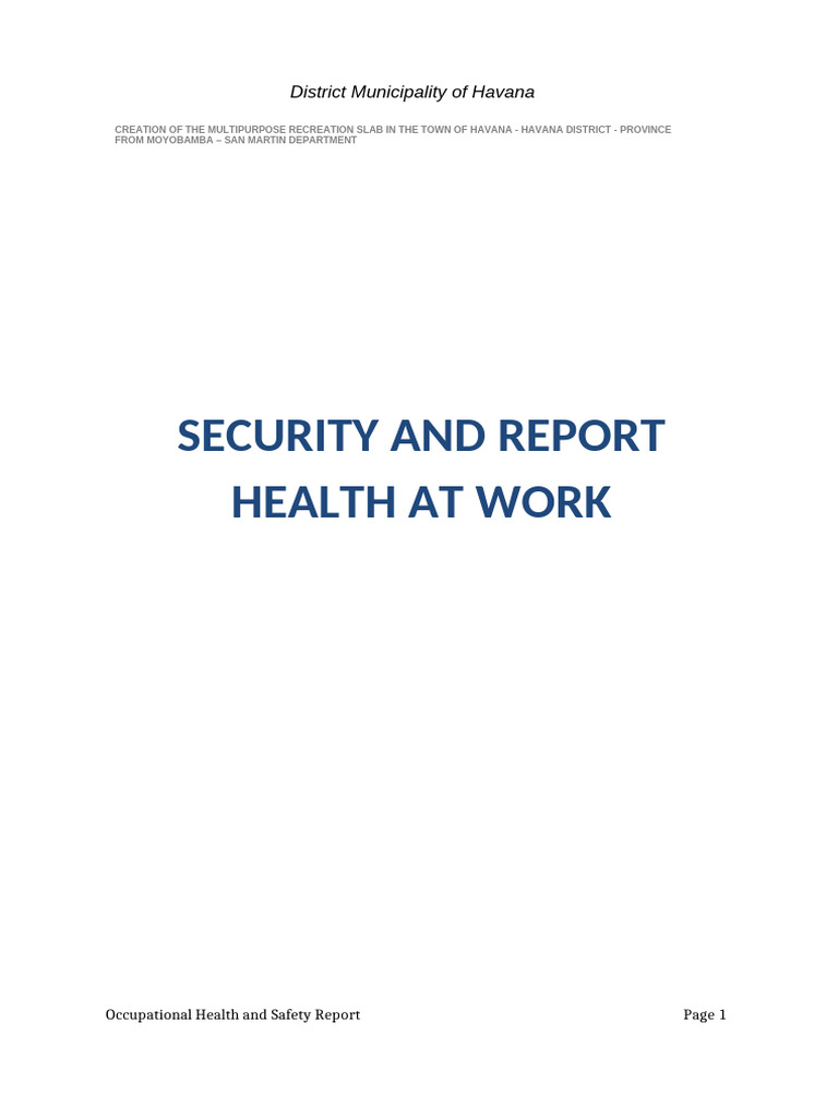 Report On Occupational Safety and Health PDF | PDF | Occupational ...