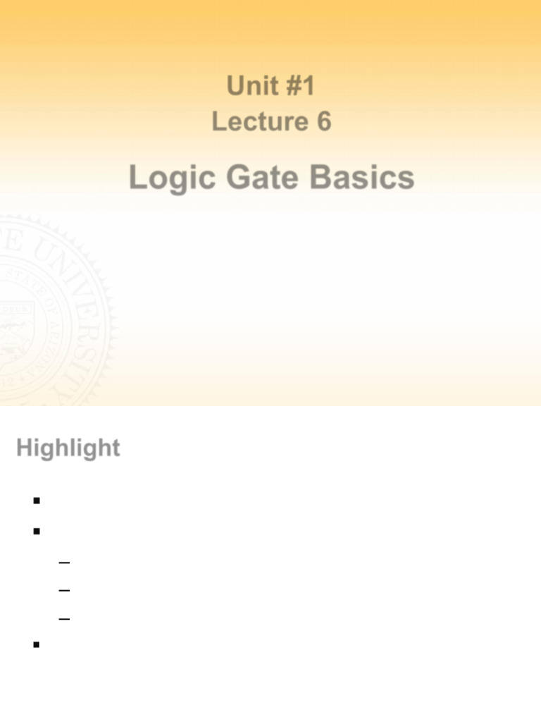 Lecture 6 - Logic Gate Basics | PDF | Logic Gate | Cmos