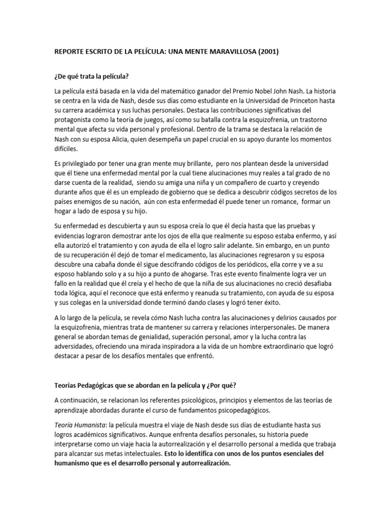 Vida y Lucha de John Nash | PDF | Cognición | Salud mental