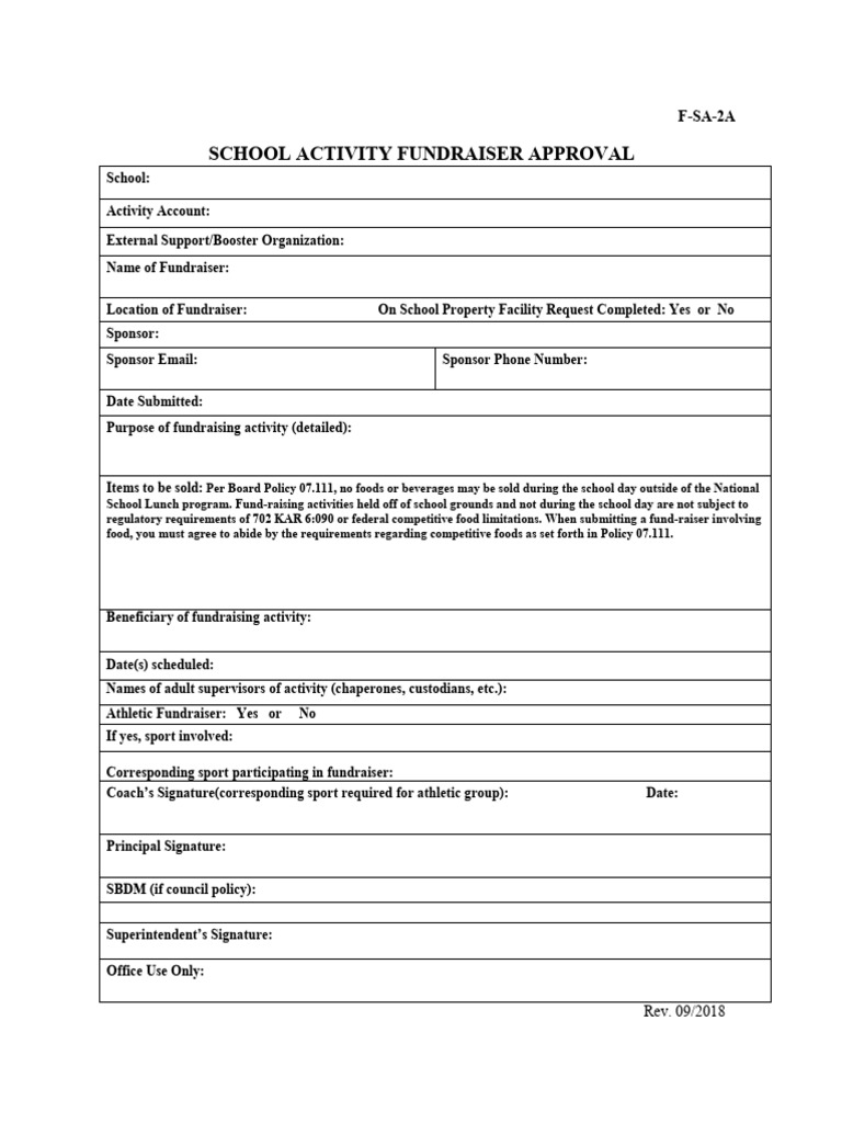 Fundraiser Request Form 11818 Fillable | PDF