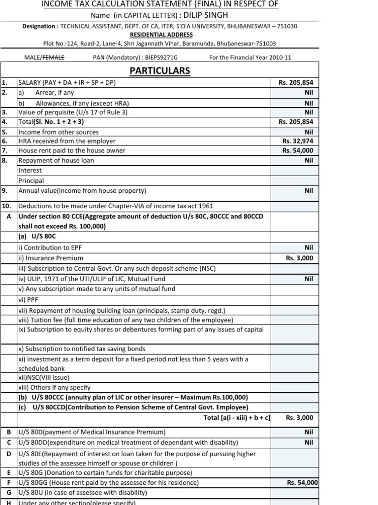 Income Tax Format | PDF | Money | Government Finances