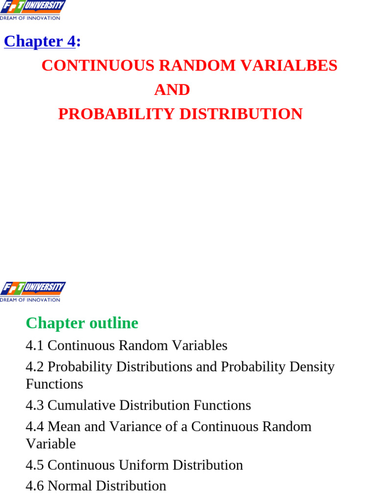 Chapter 4_Continuous Radom Variables and Probability Distribution | PDF | Probability ...