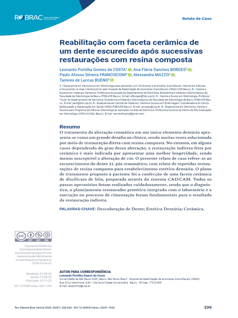 Reabilitação Estética com Faceta Cerâmica | PDF | Odontologia | Dente ...