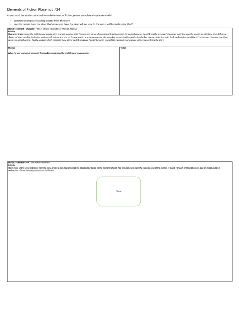 Fiction Elements Analysis Activities | PDF