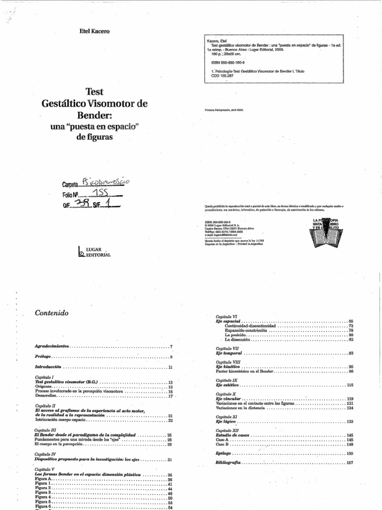 BENDER... KACERO (2003). Test Gestáltico Visomotor de Bender Una ...