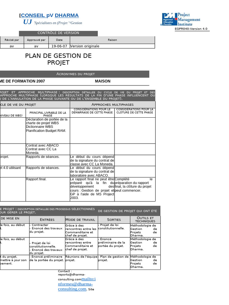 Plan de Gestion de Projet et Portée | PDF | Gestion de projet | Business