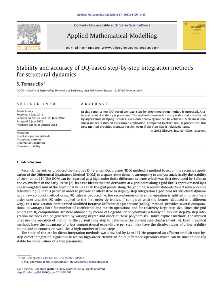 Stability-and-accuracy-of-DQ-based-step-by-step-integ_2013_Applied-Mathemati | PDF | Integral ...