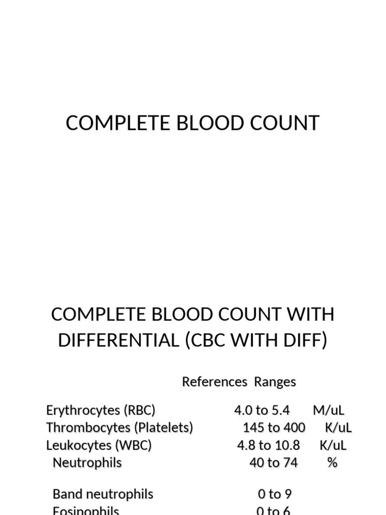 Complete Blood Count | PDF | Lymphatic System | White Blood Cell