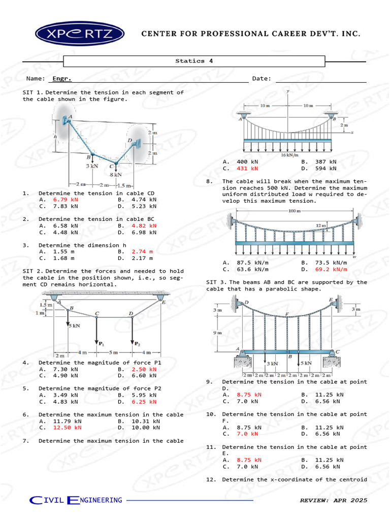 APR2025-Review-Statics-4-Practice-Problems | PDF | Euclidean Geometry ...
