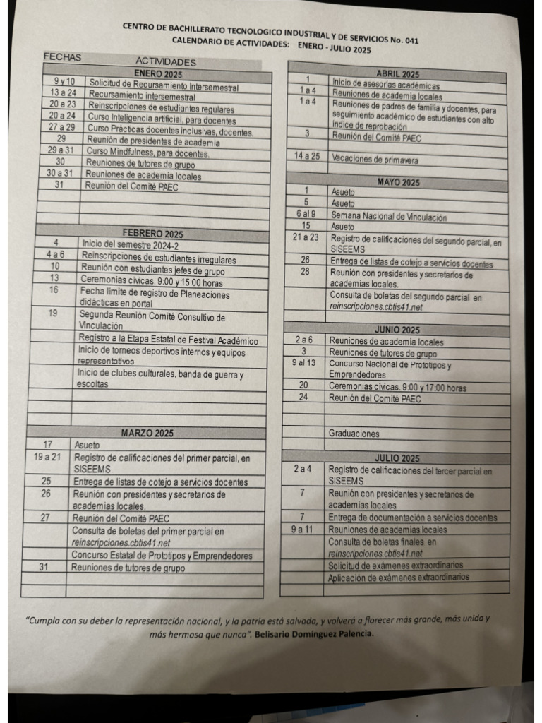 Calendar I o Provisional | PDF