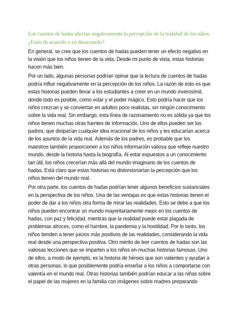 Cuentos de Hadas: Beneficios y Realidad | PDF | Cuentos de hadas ...