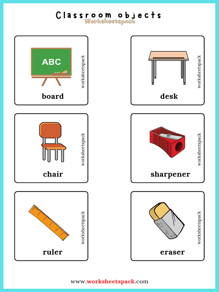 Printable Classroom Objects Worksheets | PDF