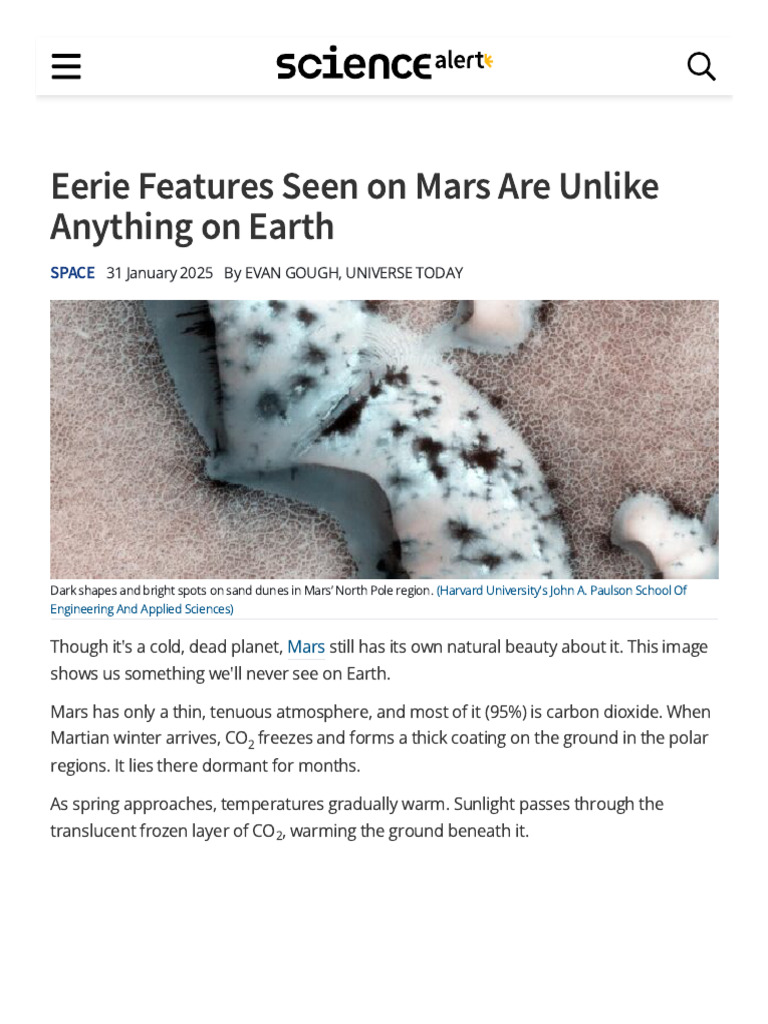 Eerie Features Seen On Mars Are Unlike Anything On Earth - ScienceAlert ...