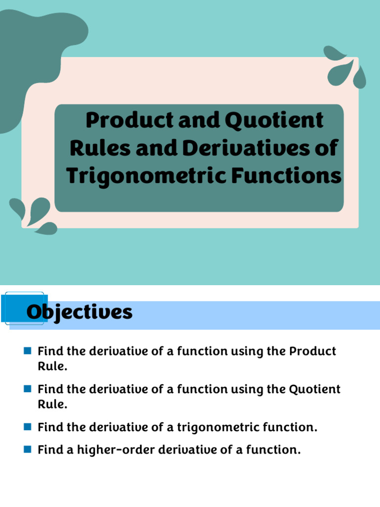 Product and Quotient Rule Derivatives | PDF | Derivative ...