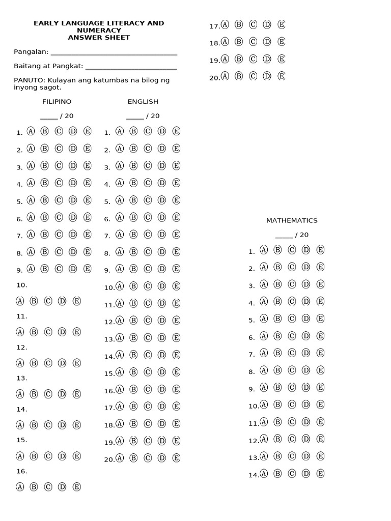 ELLNA-ANSWER-SHEET-20-ITEM-HALF | PDF