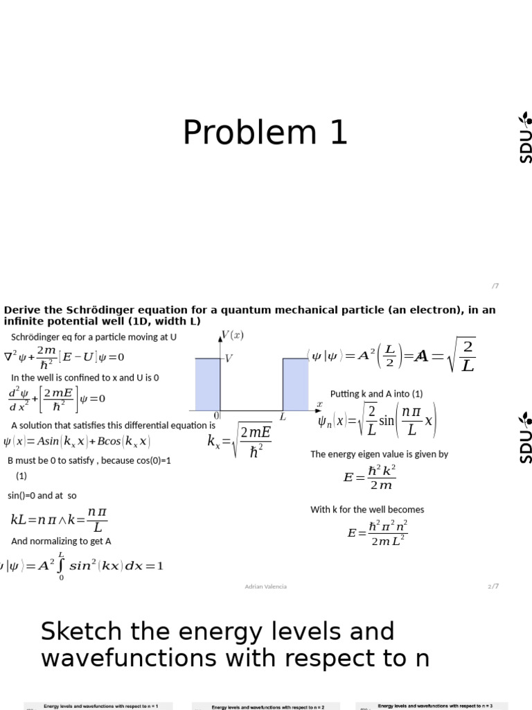 Problem 1 | PDF | Energy Level | Quantum Mechanics