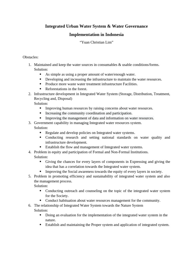 Integrated Water System Solutions in Indonesia | PDF