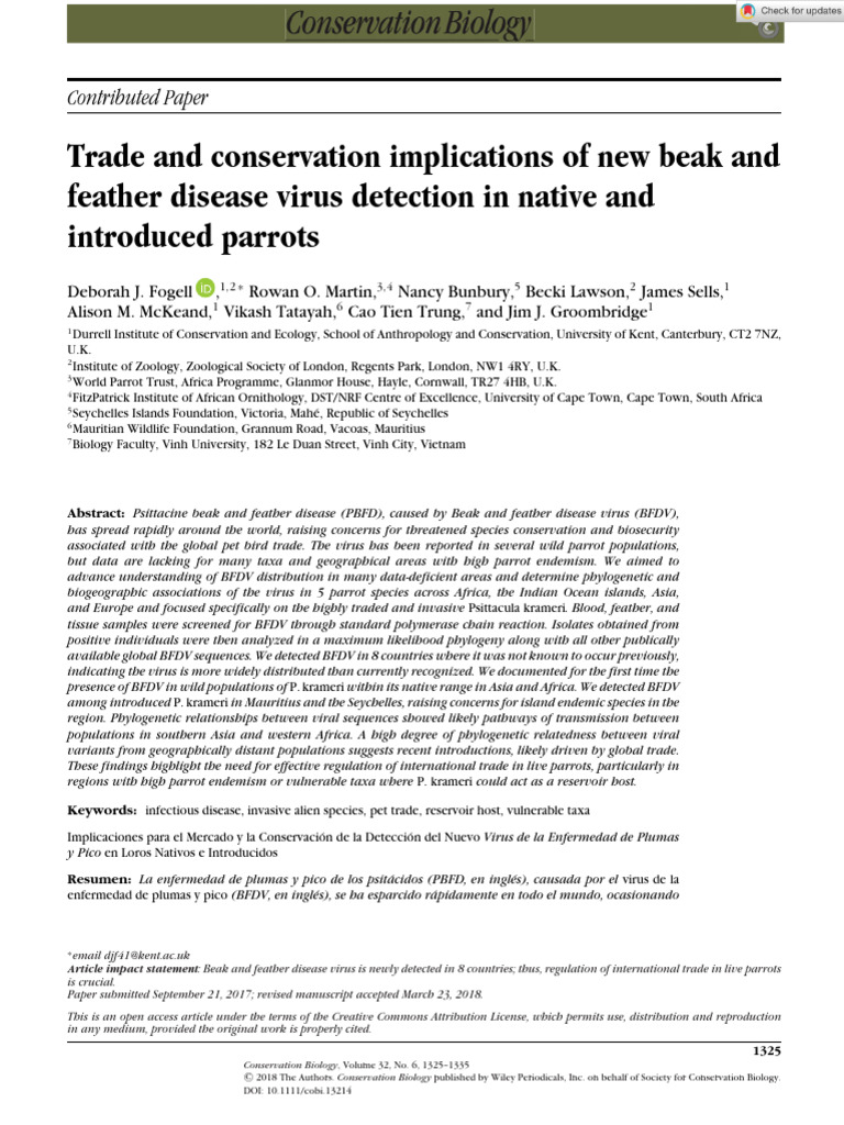 Conservation Biology - 2018 - Fogell - Trade and Conservation ...
