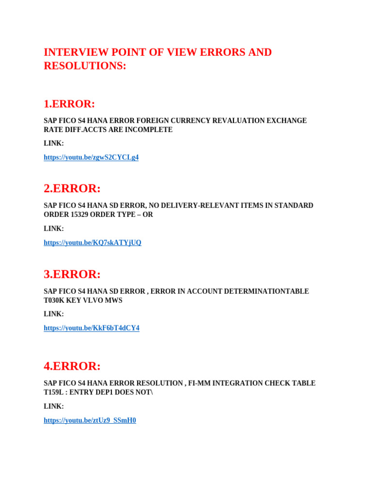 SAP FICO S4 HANA Error Resolutions | PDF | Government Finances | Taxes