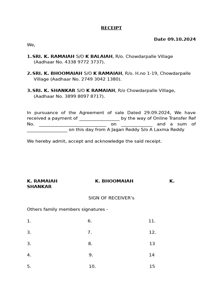 Girmapur Receipts | PDF