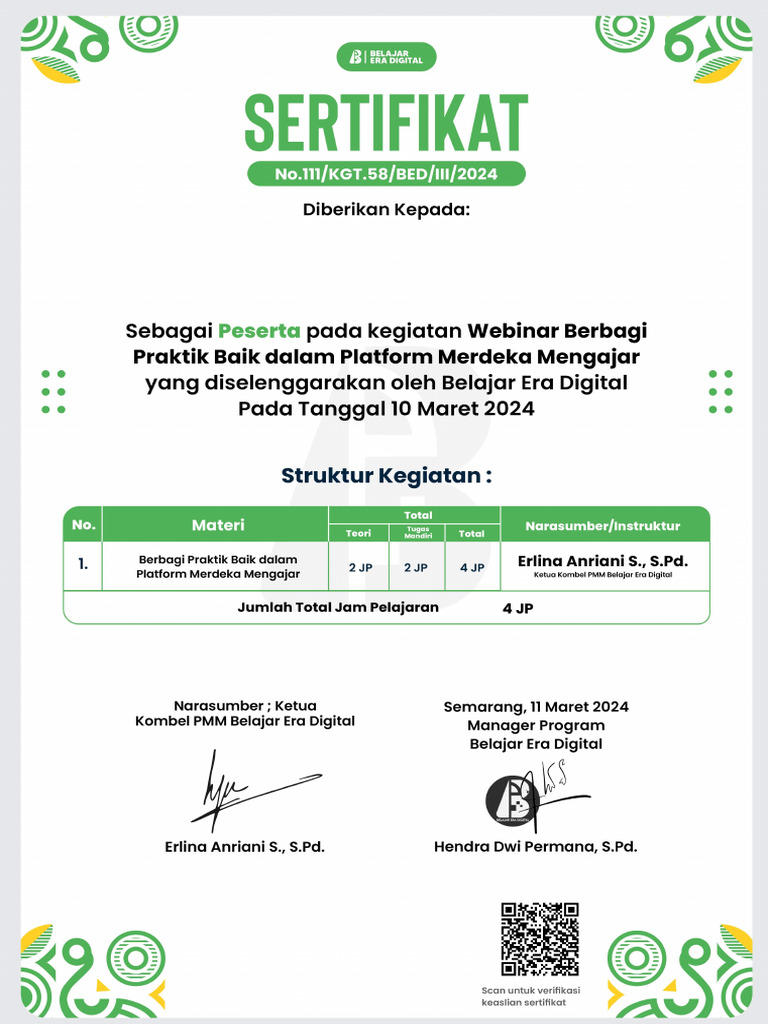 Sertifikat - SUPRIYATI, S.Pd-1 | PDF