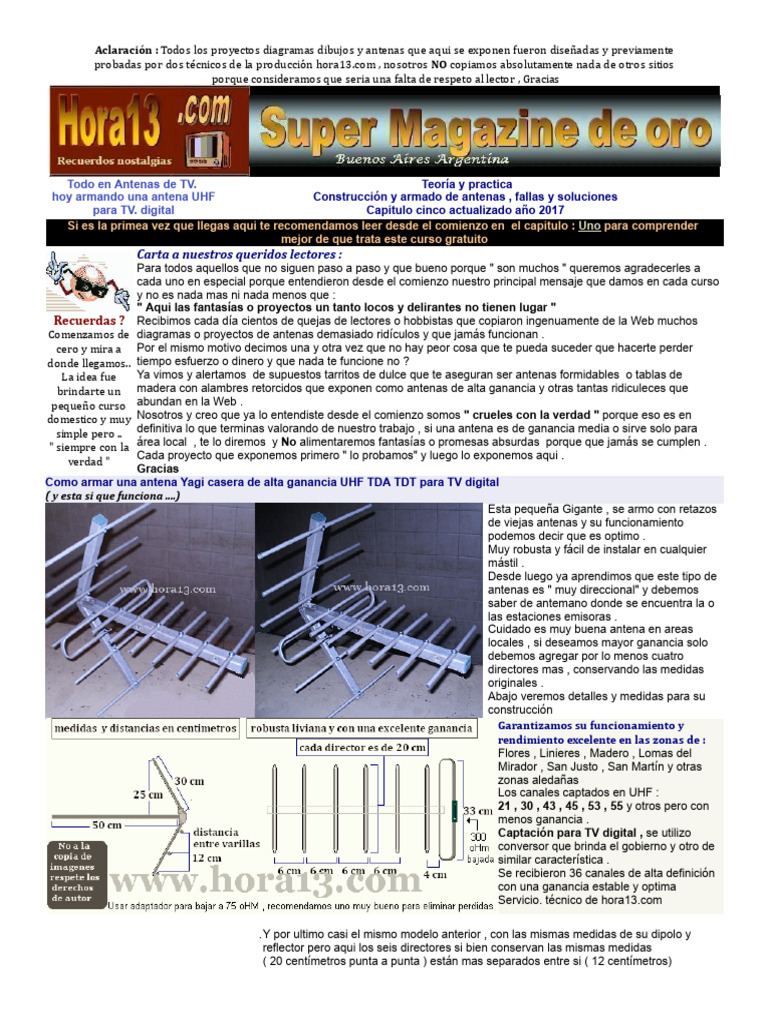 Armar Una Antena Yagi Casera de Alta Ganancia UHF TDA TDT para TV ...