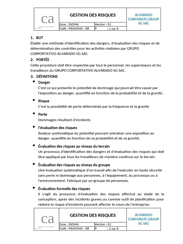 Procédure de Gestion des Risques | PDF | Risque | Gestion des risques