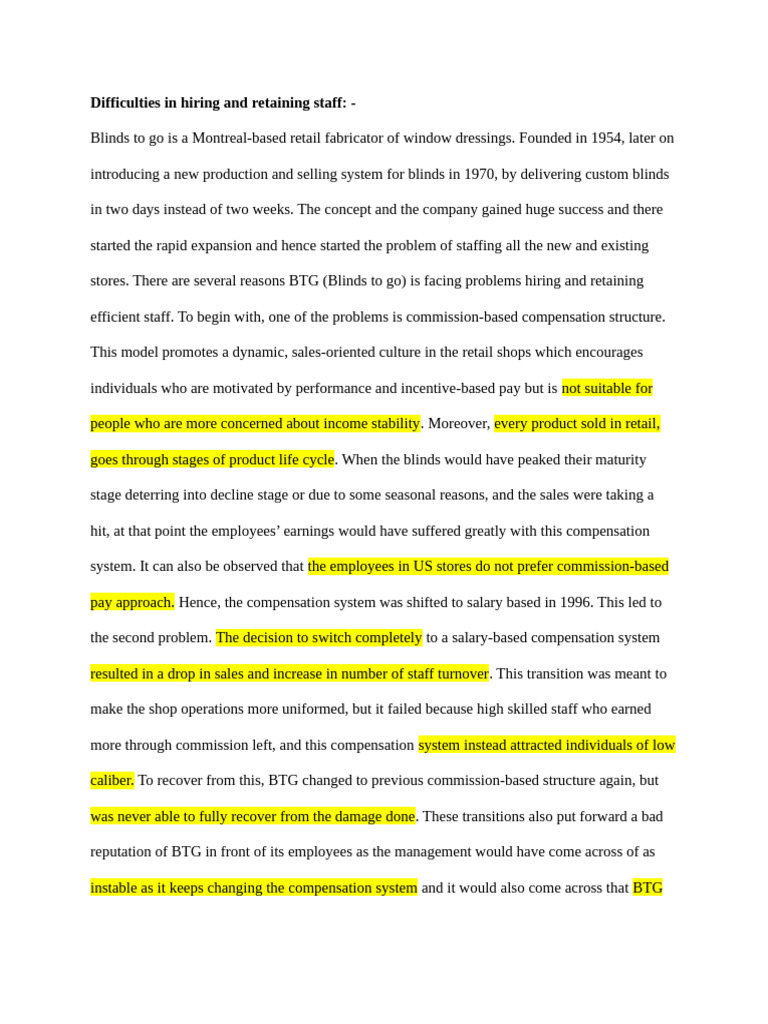 ADMN3136 Final Exam Case Study | PDF | Employee Retention | Employment