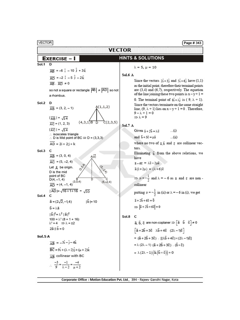 Vector Solution | PDF | Euclid | Elementary Mathematics