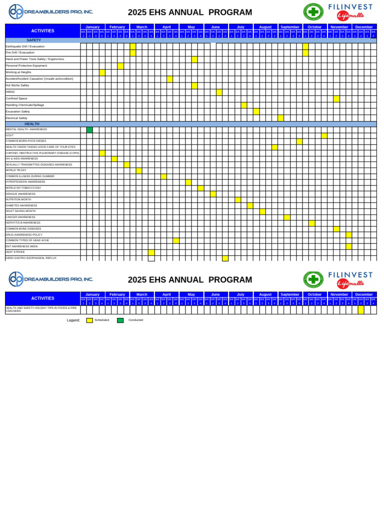2025 EHS Program Activities Checklist | PDF | Diseases And Disorders ...