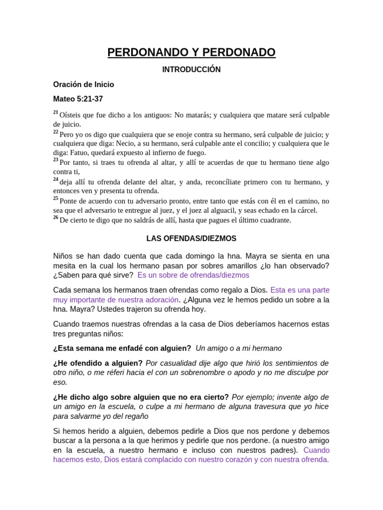 Perdonar y Ser Perdonado | PDF | Oración