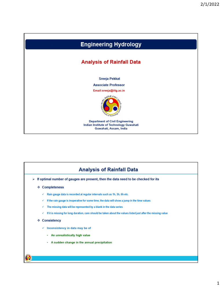 Lecture 21 Analysis of Rainfall Data | PDF | Rain | Precipitation
