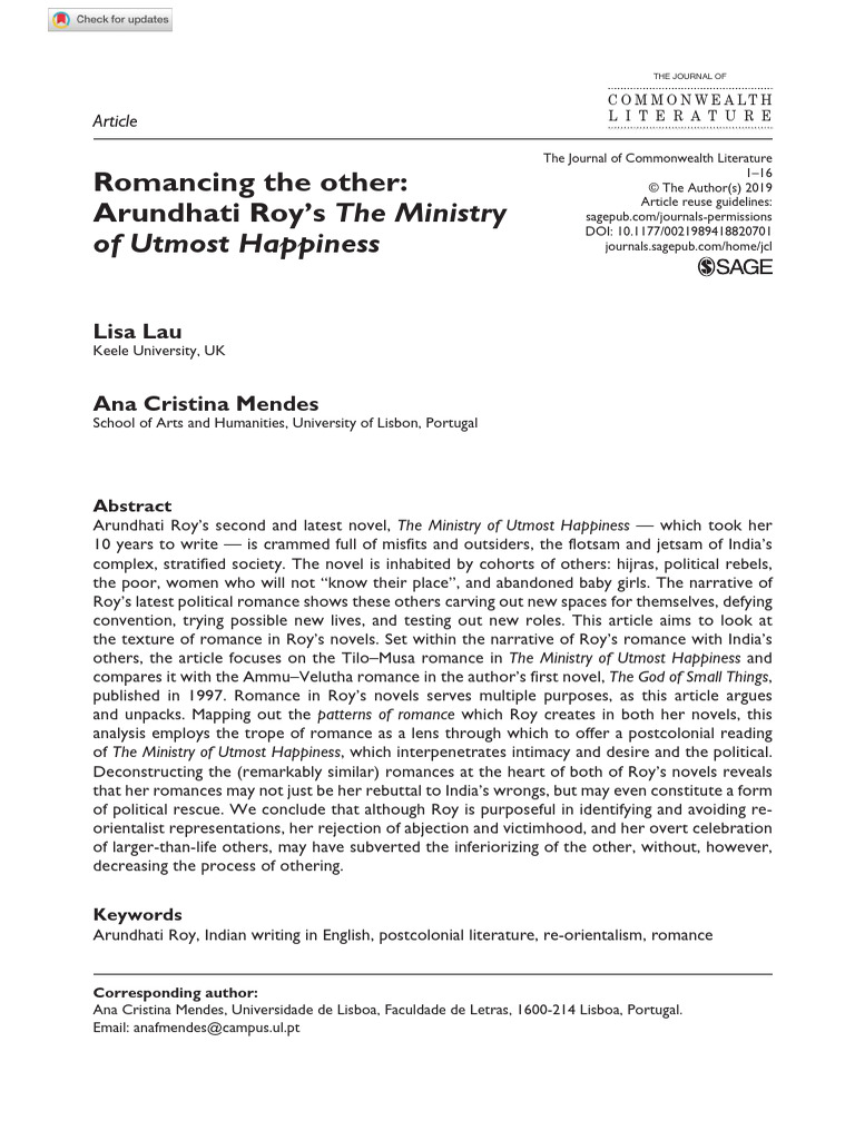 Arundhati Roy's Political Romance Analysis | PDF | Romanticism