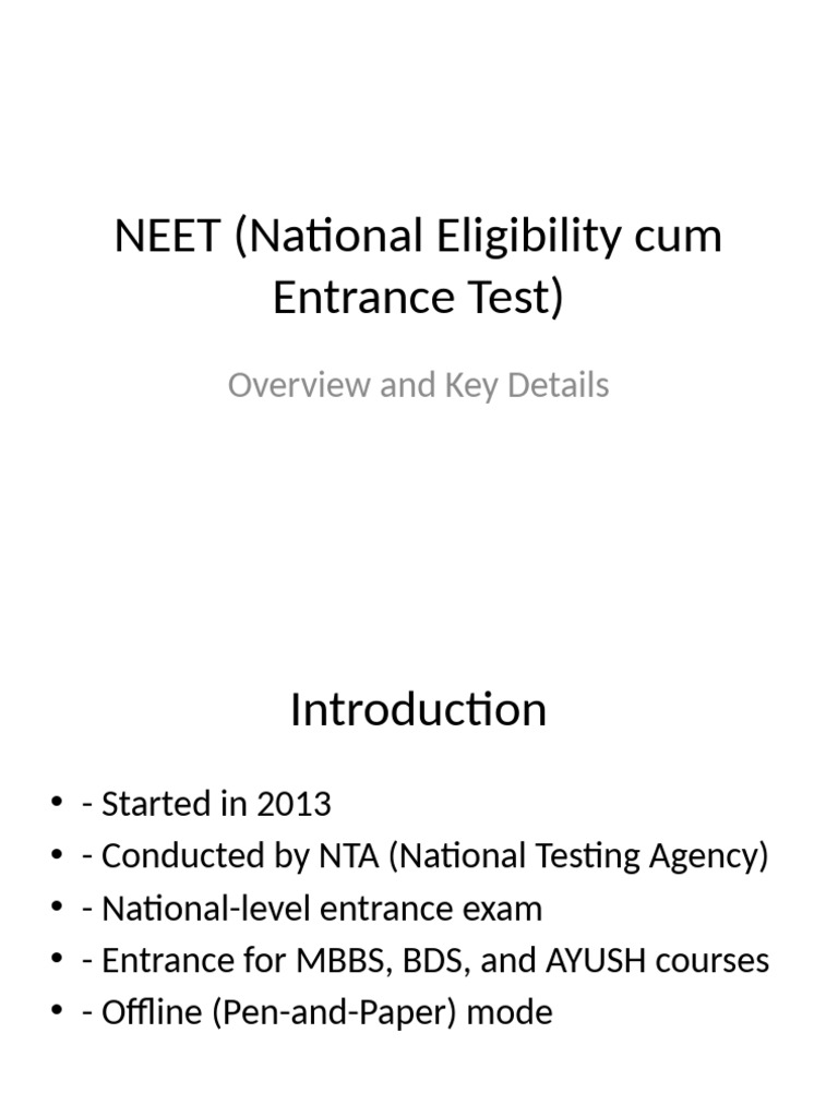 NEET Overview Presentation | PDF
