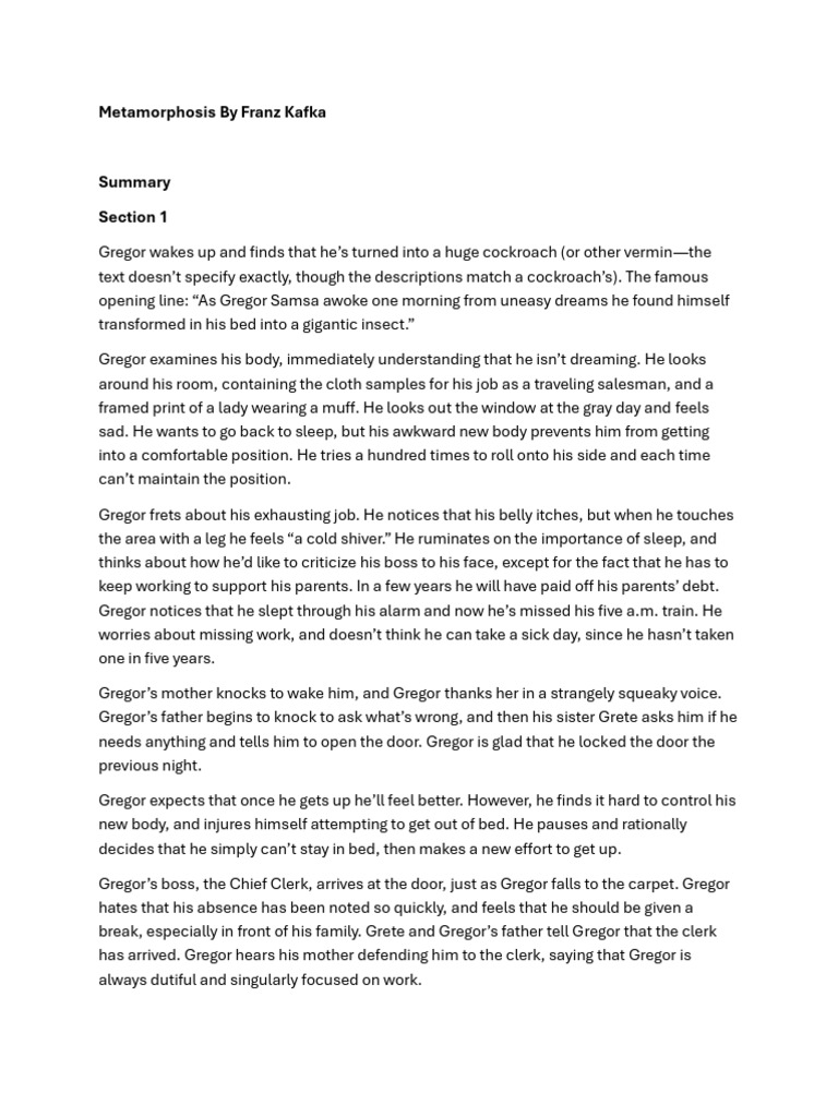 Kafka's Metamorphosis: A Family's Struggle | PDF | The Metamorphosis