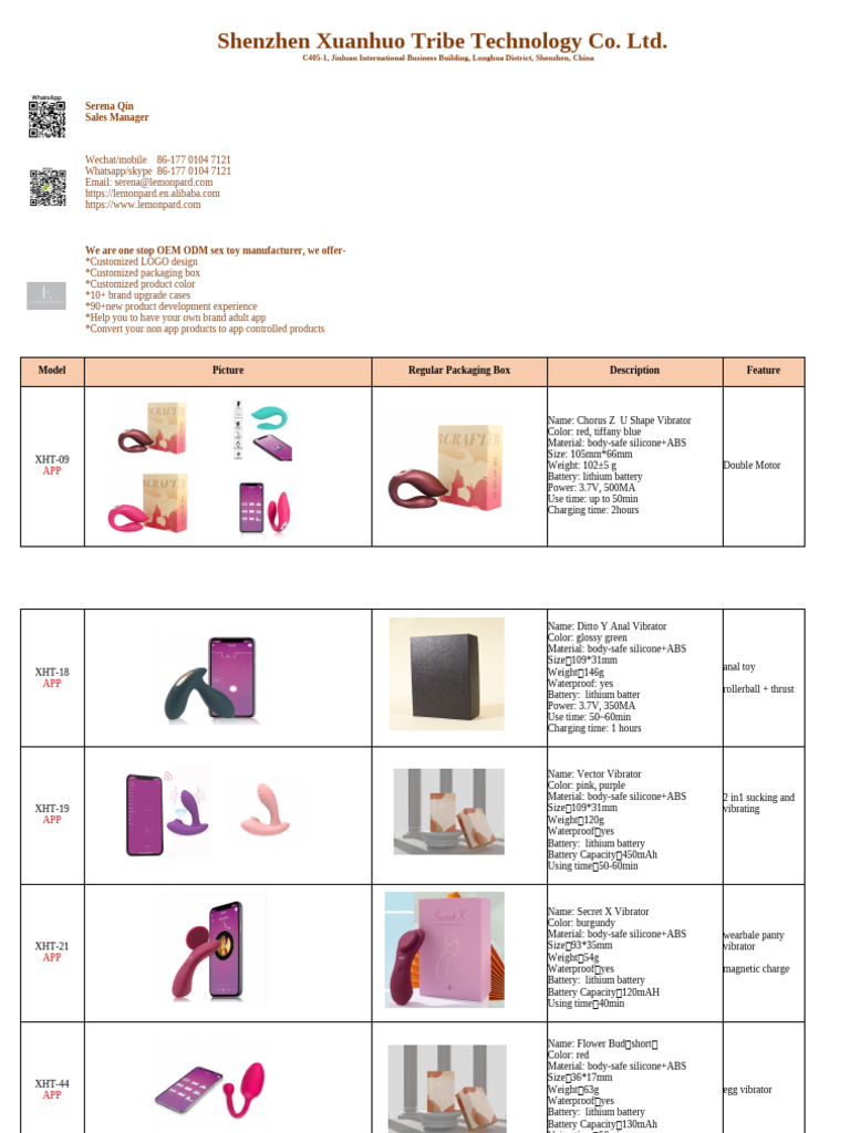 Serena-Xuanhuo Popular Adult Toy Price List | PDF | Rechargeable ...