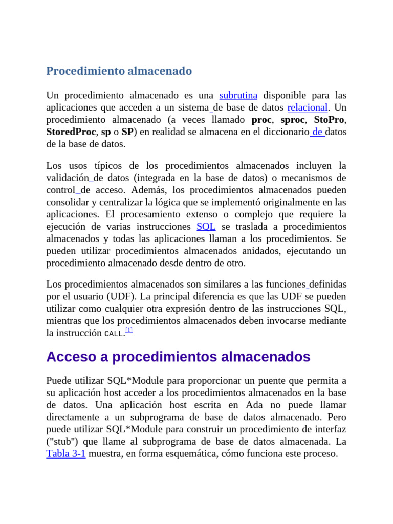 Procedimientos Almacenados en SQL | PDF