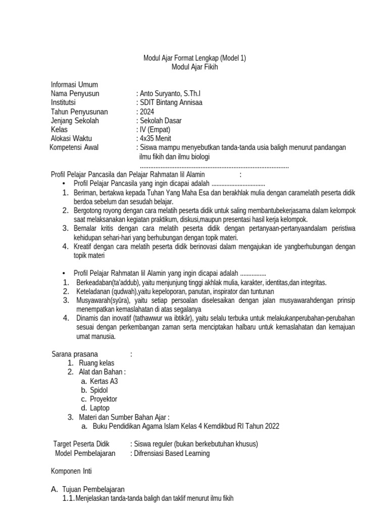 Modul Ajar PJBL Pertemuan 4 DBL | PDF