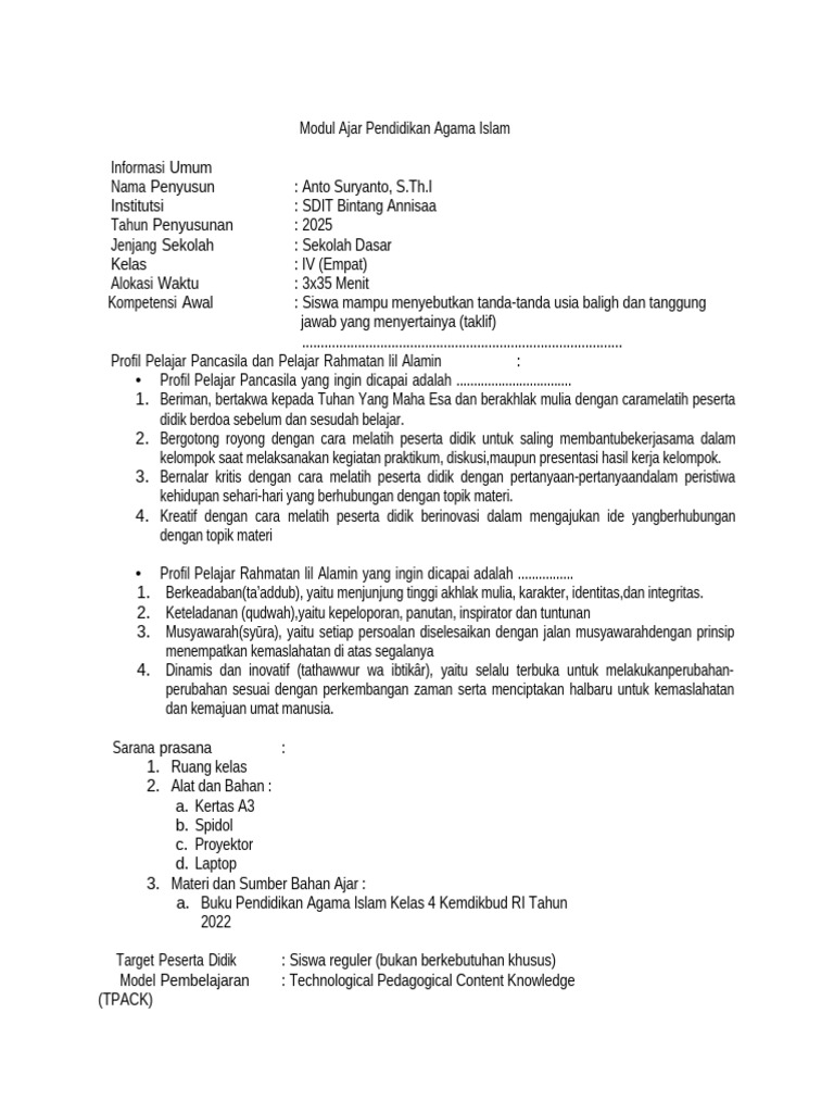 MODUL AJAR TPACK | PDF