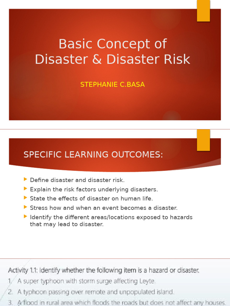 1 Basic Concept of Disaster Disaster Risk | PDF | Hazards | Risk