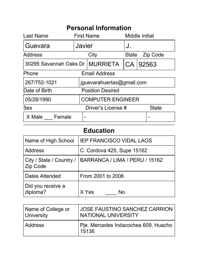 EL Civics Job Application - Level 3 | PDF | Business